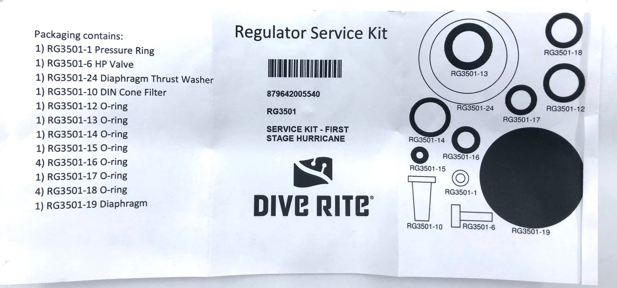 Dive Rite First Stage Service Kit HURRICANE RG3501 – Aqua Sport Scuba ...