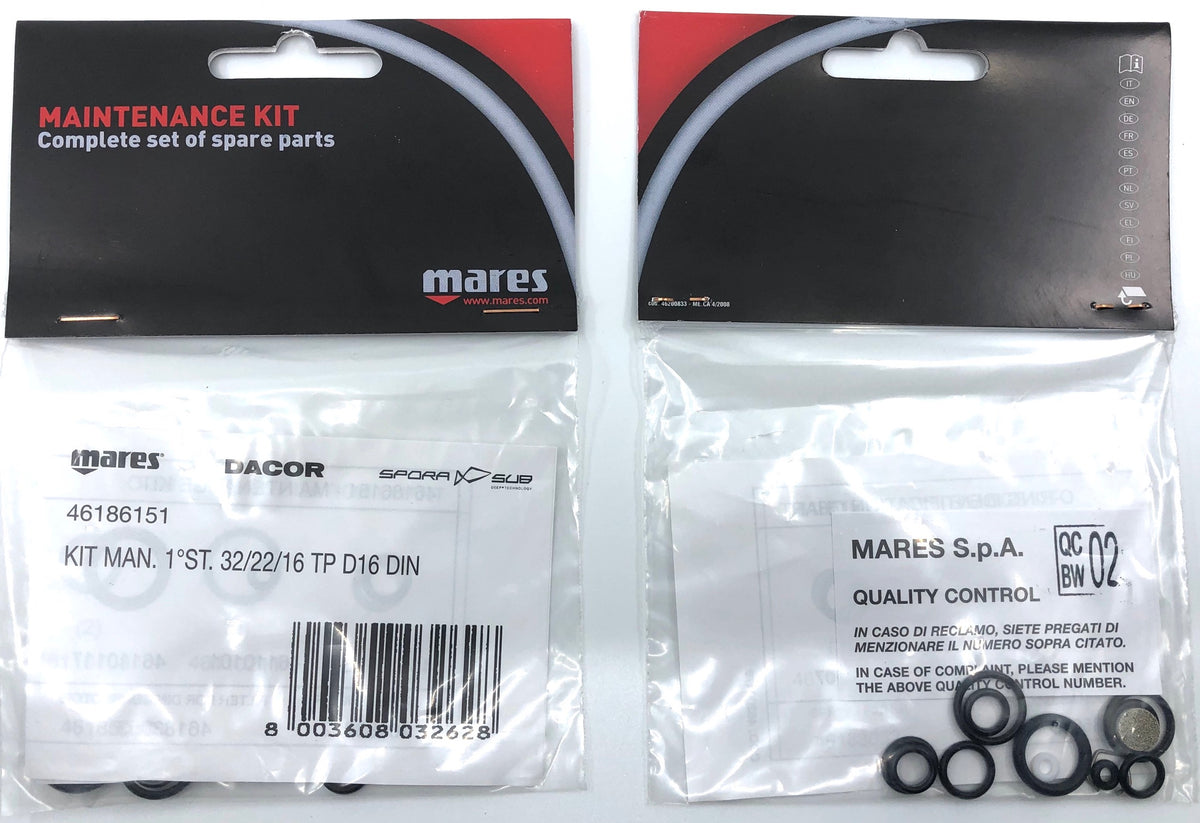 Mares First Stage Service Kits 32/22/16 TP D16 DIN 46186151 – Aqua ...